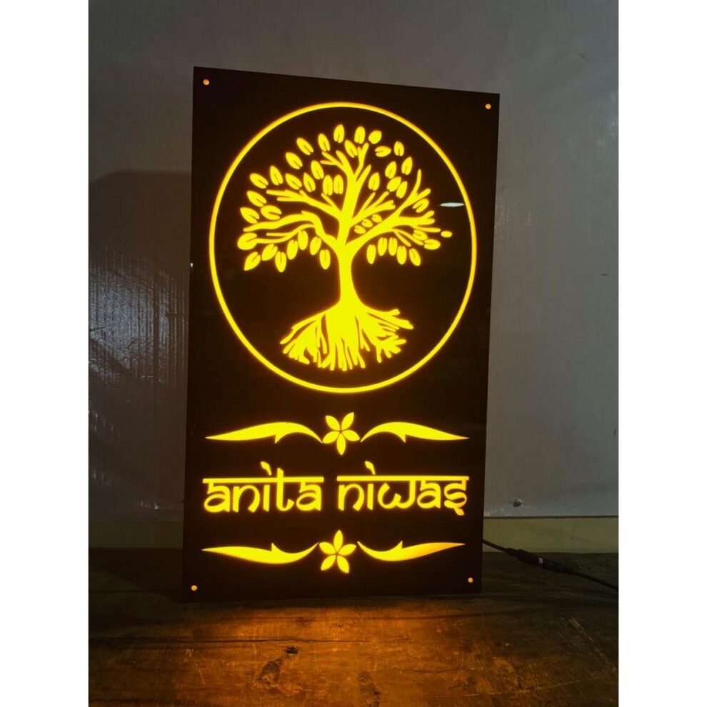 Multi Color Acrylic LED Home Name Plate – Customizable