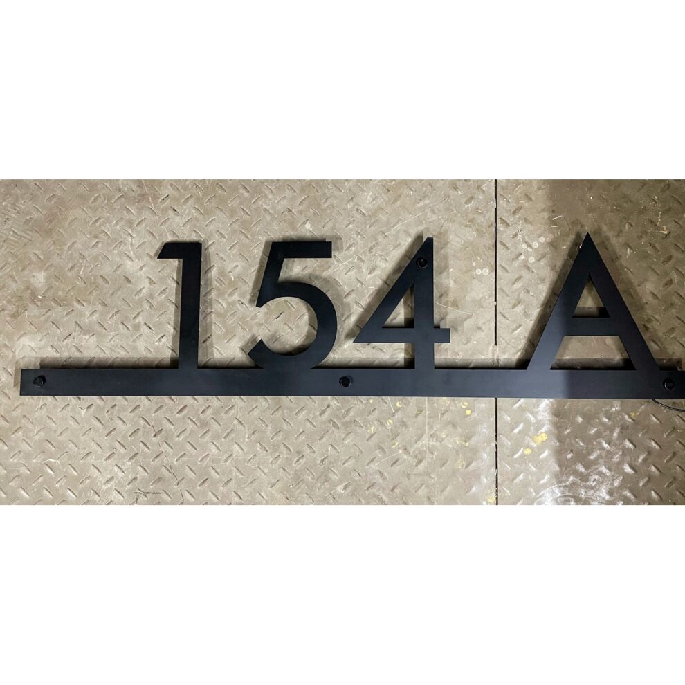 Metal Led House Number Plate – Black Texture Finish