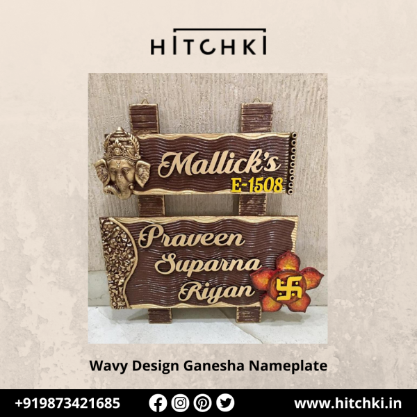 Black Coated Resin Nameplate | Krishna Theme