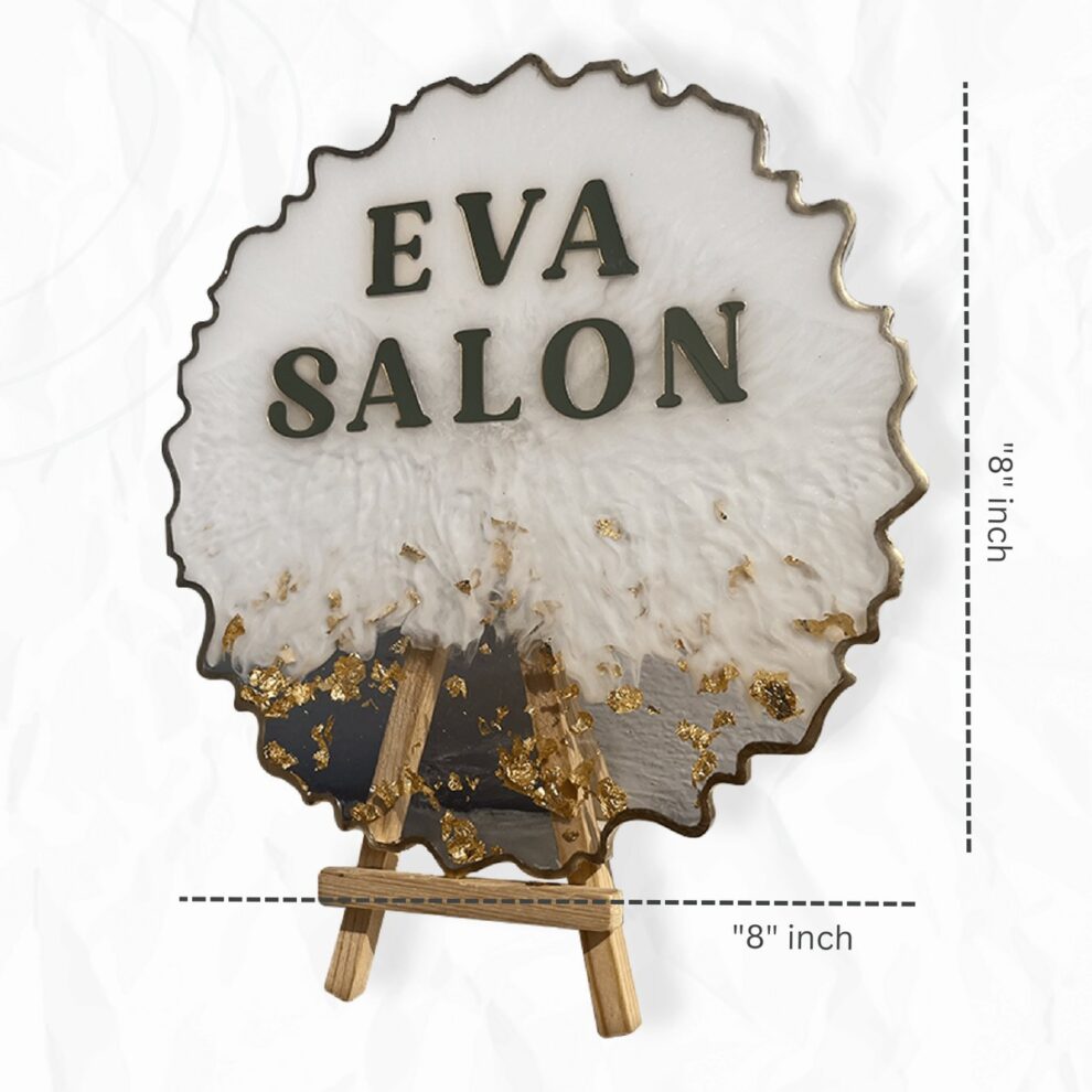 White Corporate Resin Nameplate Metallic and Transparent