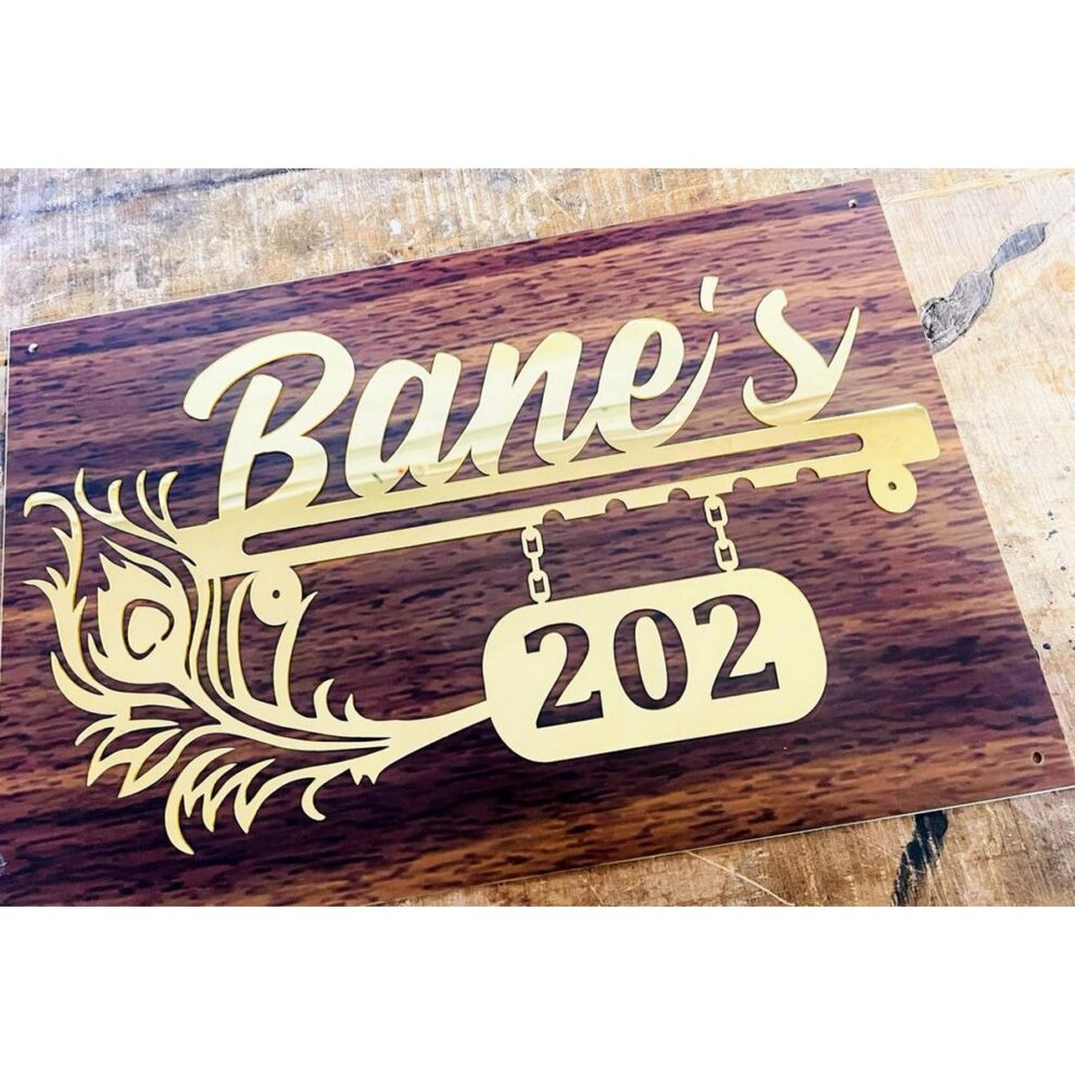 Personalized Embossed Letters Name Plate | Wooden Texture