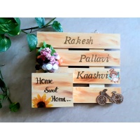 Pine Wood NamePlate for Flats or Door | HITCHKI