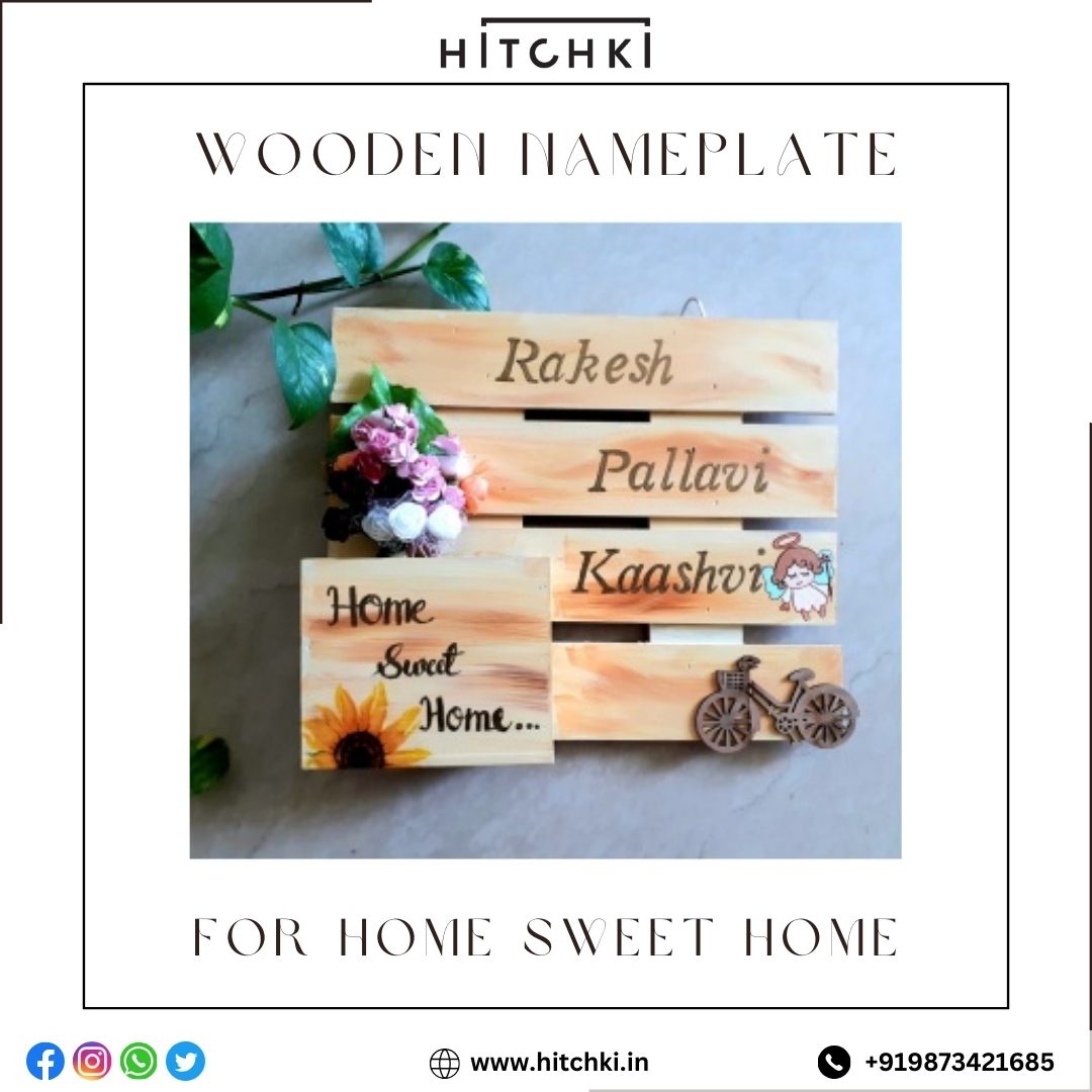 Stunning Garden & Nature Themed Vertical Wooden Nameplate