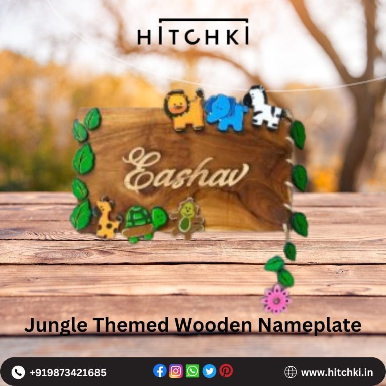 Jungle Themed Wooden Nameplate | Cute, colorful, handcrafted